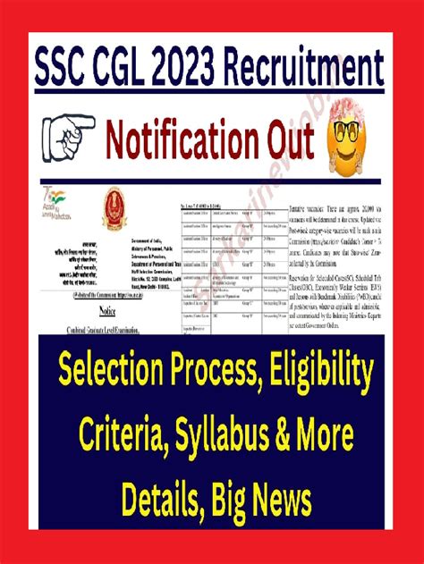 Ssc Cgl 2023 Recruitment Notification Out Selection Process Eligibility Criteria Syllabus