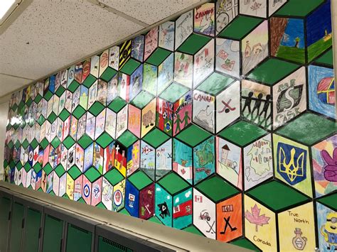 Cube Art Mural School Murals Elementary Art Projects Collaborative