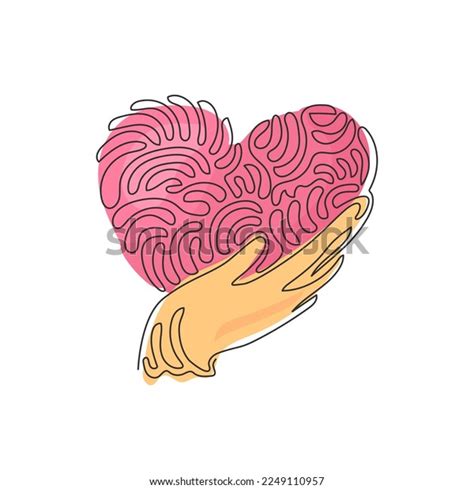 Single One Line Drawing Hand Holding Stock Vector Royalty Free