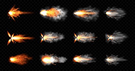 Gun Shot Vector Art Png Gun Shot With Fire And Smoke Blast Hit Flame Png Image For Free Download