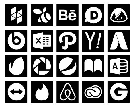 20 Social Media Icon Pack Including Tinder Microsoft Access Yahoo Ibooks Picasa 19214550 Vector