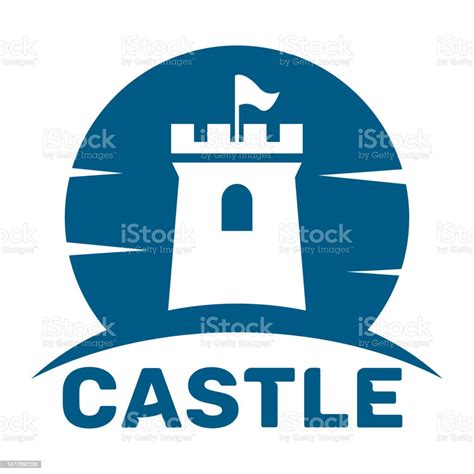 현대 벡터 평면 디자인 간단한 미니멀리스트 아이콘 템플릿은 브랜드 상징 레이블 배지에 대 한 성 왕국 벡터입니다 흰색 배경에 격리 개념에 대한 스톡 벡터 아트 및 기타