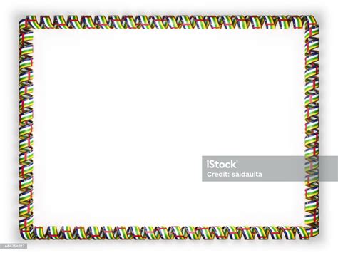 프레임과 리본 중앙 아프리카 공화국 깃발 황금 밧줄에서 테두리의 테두리 3 차원 일러스트 레이 션 공란에 대한 스톡 사진 및