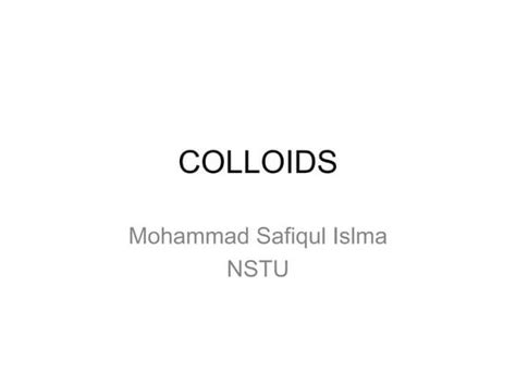 Colloidal System In Food Ppt