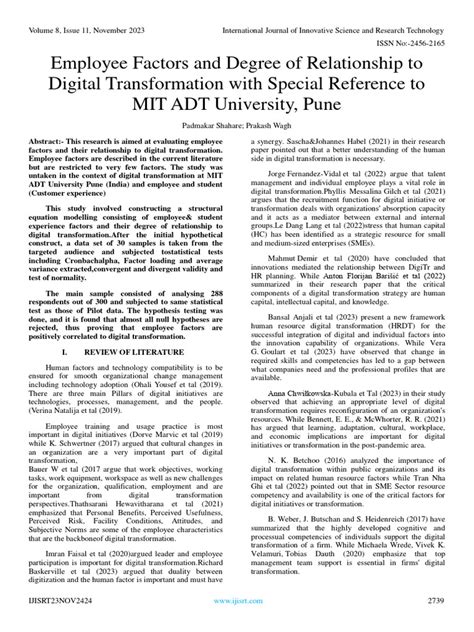 Employee Factors And Degree Of Relationship To Digital Transformation