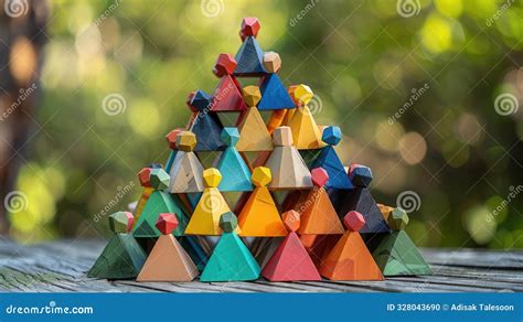 Teamwork Pyramid A Pyramid Structure Built With Geometric Shapes Each Representing A Different