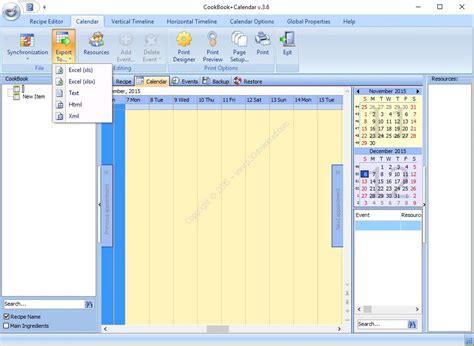 دانلود Cookbook Calendar تهیه و زمان بندی منو و دستورالعمل غذا ها