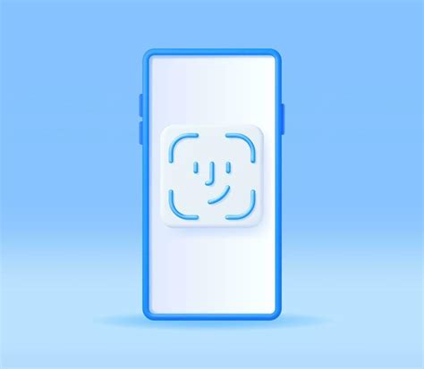3d Face Recognition Icon On Phone Isolated Render Smartphone With Biometric Face Id Recognition