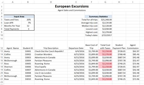 EXP E Capstone 1 European Excursions 2 5 MyITLab Office 2013 Excel Case Solution