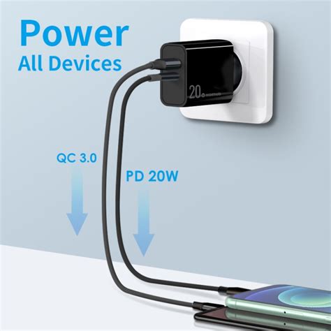 Northjo Nopd2002 Pd20w Usb Ctype C Qc 30 Usb 듀얼 포트 고속 충전기 Eu 플러그검은색