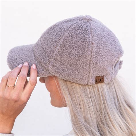 C C Cozy Sherpa Baseball Cap Gray 1 Count