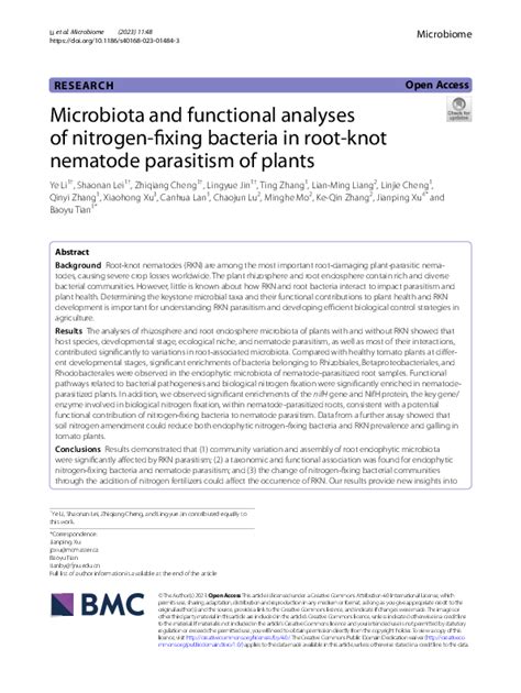 Pdf Microbiota And Functional Analyses Of Nitrogen Fixing Bacteria In