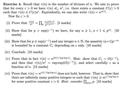 Exercise 4 Recall that τ n is the number of Chegg com