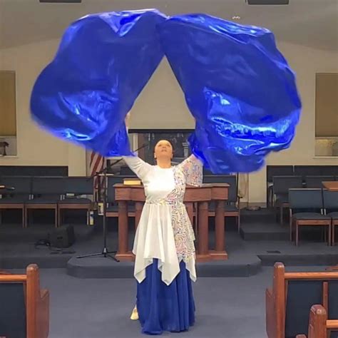 Blue Metallic Lamé Angel Wing Flags Worship With Flags