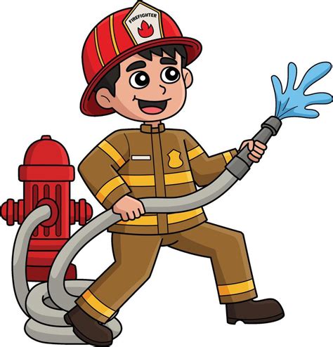 Firefighter Putting Out A Fire Cartoon Clipart 49654234 Vector Art At