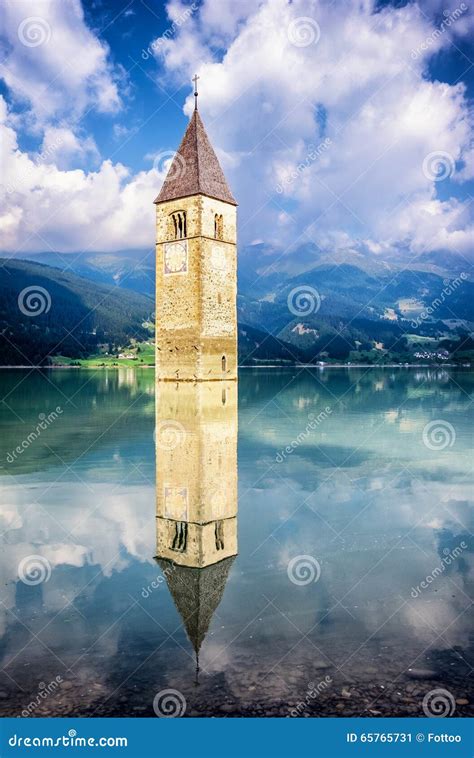 Reschenpass Stock Image Image Of Church Reschen Mountain 65765731