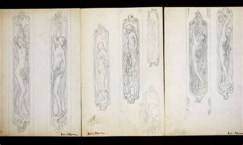 Ludovic Alleaume Sketches Representing Naked Women With Elongated Bodies In A Stylized Floral