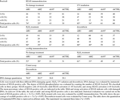 Evaluation Of Dna Damaging Agents Download Table