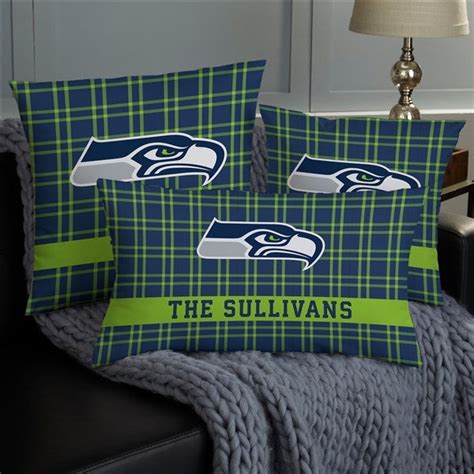 Nfl Seattle Seahawks Plaid Personalized Throw Pillow