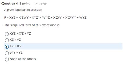 Solved Question Point A Given Boolean Chegg