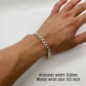 10k Gold Curb Cuban Style Classic Pave Diamond Cut Link Bracelet Anklet
