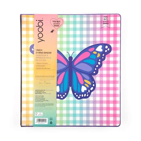 Yoobi 1 Ring Binder Gingham Butterfly 1 Ct Shipt