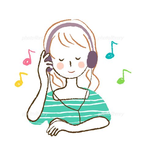 音楽を聴く女性 イラスト素材 [ 1028242 ] フォトライブラリー Photolibrary