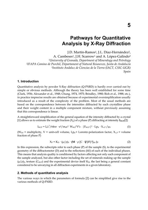Pdf Pathways For Quantitative Analysis By X Ray Diffraction