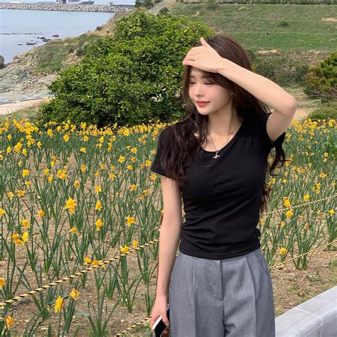 데일리브 퀄리티핏보장숏and롱 3kg 쫀쫀 해브 베이직 반팔 기본 티셔츠 여름 반팔티 무지티 쫄티 크롭 세미크롭티 6color Kd1583