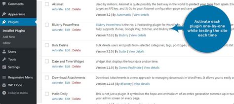 how to turn off plugins without wp admin access greengeeks