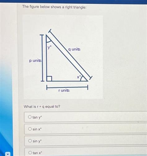 Solved The Figure Below Shows A Right Triangle What Is R÷q