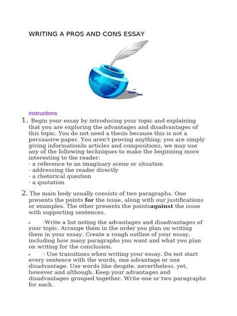 Writing A Pros And Cons Essay Pdf