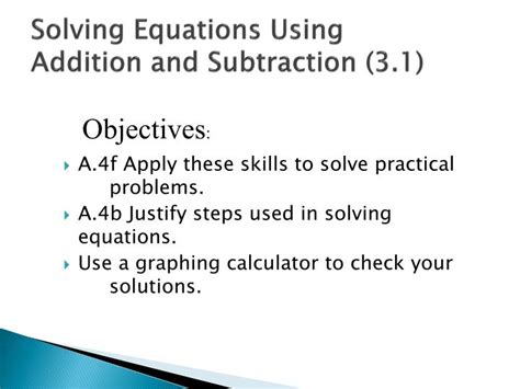 PPT Solving Equations Using Addition And Subtraction 3 1 PowerPoint Presentation ID 2565576