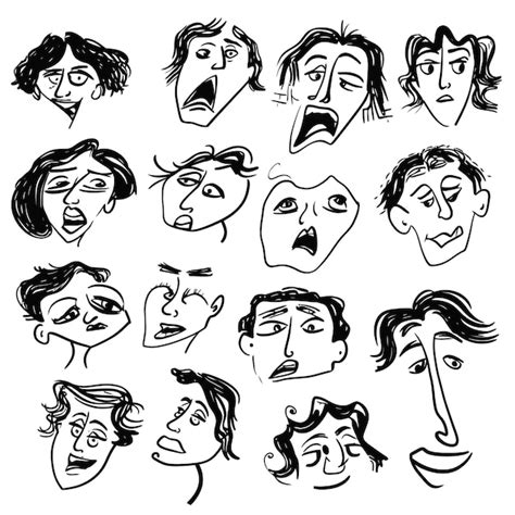 Premium Vector Vector Set Scribbles Pencil Hand Drawn Face Emotion