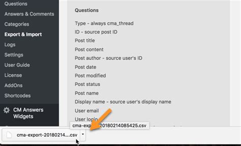 Cm Answers Import Export Exporting Questions And Answers Creativeminds Products Documentation