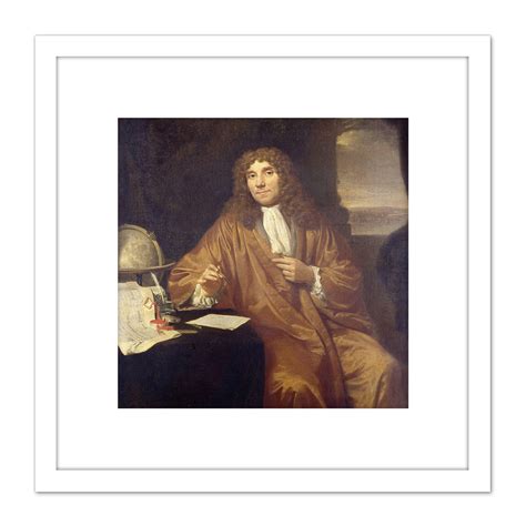 Verkolje Portrait Anthony Van Leeuwenhoek 8x8 Inch Square Wooden Framed Wall Art Print Picture
