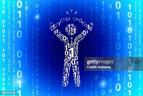 Businessman Breaking Shackles Binary Code Blue Vector Pattern