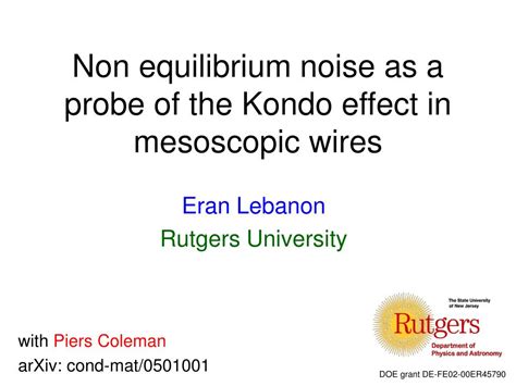 Ppt Non Equilibrium Noise As A Probe Of The Kondo Effect In