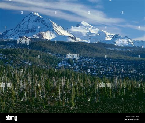 Usa Oregon Three Sisters Wilderness North Left And Middle Sister
