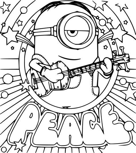 Stuart Minion Peace Card Coloring Pages Coloring Cool