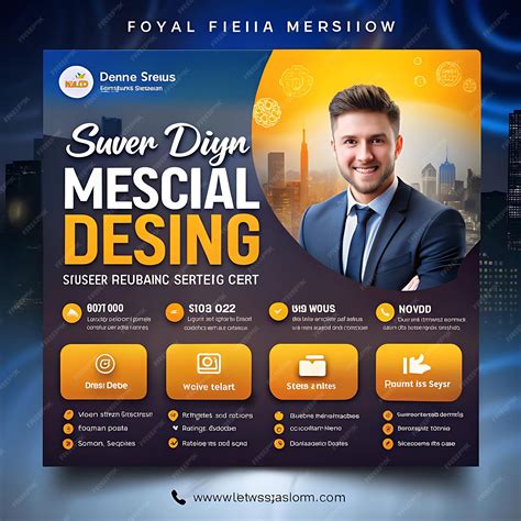 Social Media Meia Flyer With Glowing Social Media Icons Around Premium Ai Generated Image