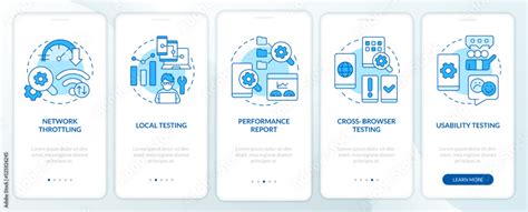 Mobile First Design Testing Blue Onboarding Mobile App Screen Walkthrough 5 Steps Editable