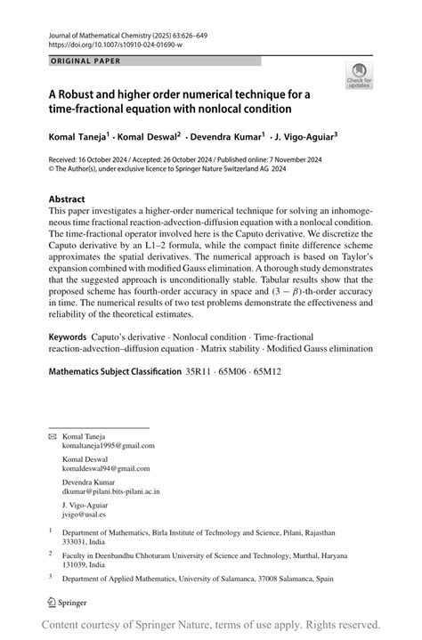 A Robust And Higher Order Numerical Technique For A Time Fractional Equation With Nonlocal Condition