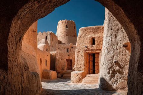 Ancient Architectural Structures In A Desert Village Showcasing