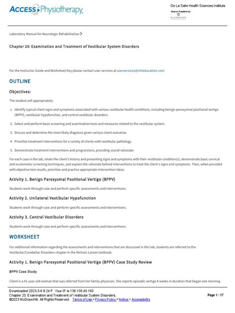 Chapter 20 Examination And Treatment Of Vestibular System Disorders