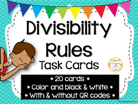 Divisibility Rules Task Cards With Or Without Qr Codes Teaching
