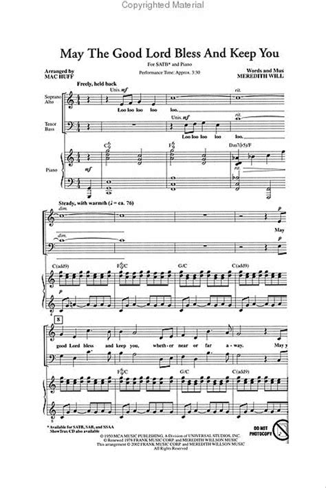 May The Good Lord Bless And Keep You By Meredith Willson Choir 4