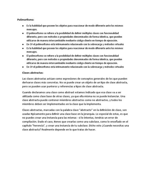 Polimorfismo Y Clases Abstractas Pdf