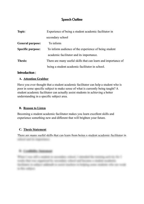 Speech Outline For Public Speaking Mpu2222 Public Speaking Tar Uc Thinkswap