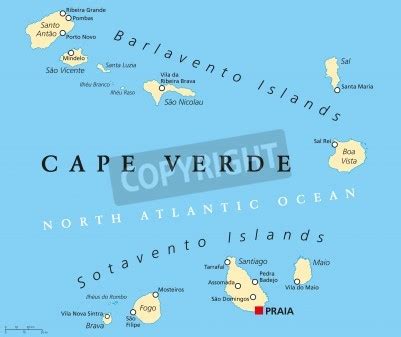 Cape Verde Political Map With Capital Praia And Important Cities